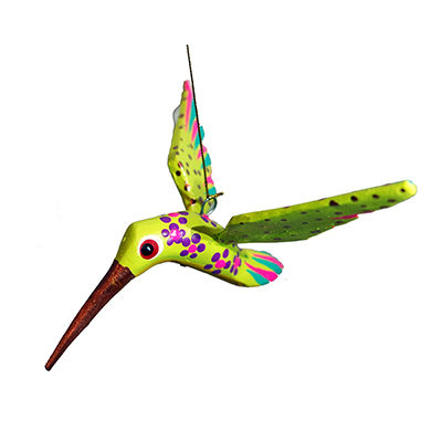 Colibri De Madera Pintado A Mano Amarillo - Brillo de Luna