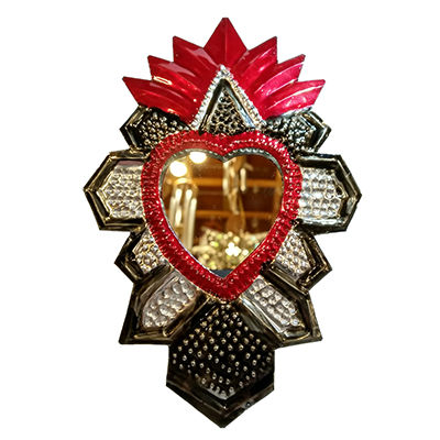 Corazón Rojo De Hojalata Con Espejo Con Puntas - Brillo de Luna