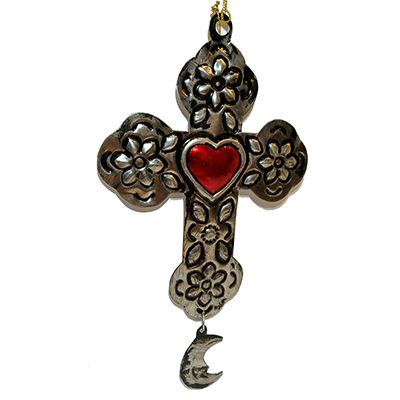 Cruz Estrella Con Corazón Rojo - Brillo de Luna